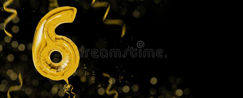 Golden Balloons with Copy Space - Number 6 Stock Image - Image of happy ...