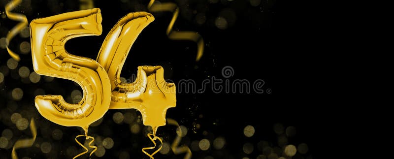 Golden Balloons with Copy Space - Number 54 Stock Image - Image of ...