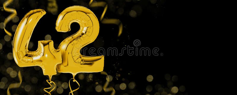 Golden Balloons with Copy Space - Number 42 Stock Image - Image of ...