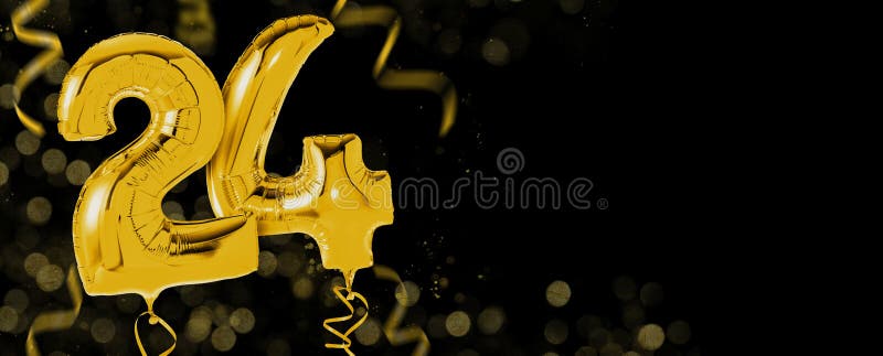 Golden Balloons with Copy Space - Number 24 Stock Photo - Image of ...