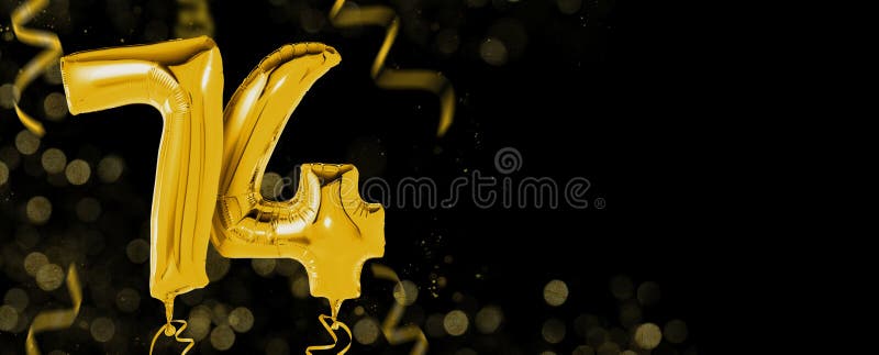 Golden Balloons with Copy Space - Number 74 Stock Photo - Image of ...
