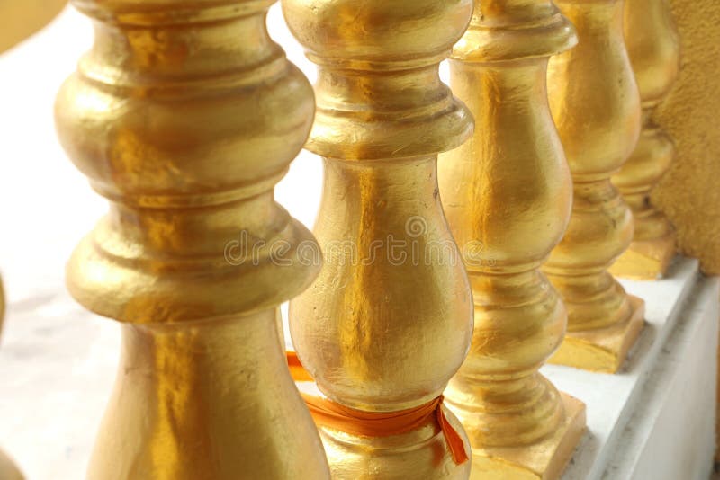 Golden Banisters at Thai Temple Stock Photo - Image of banister, gold ...