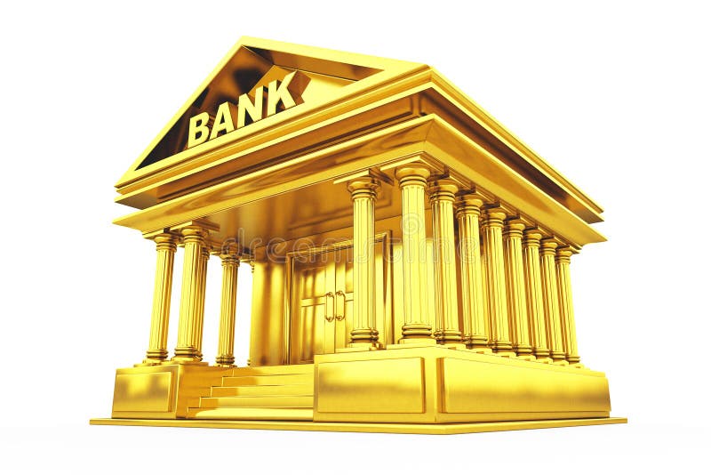 Golden Bank Building. 3d Rendering Stock Illustration - Illustration of ...