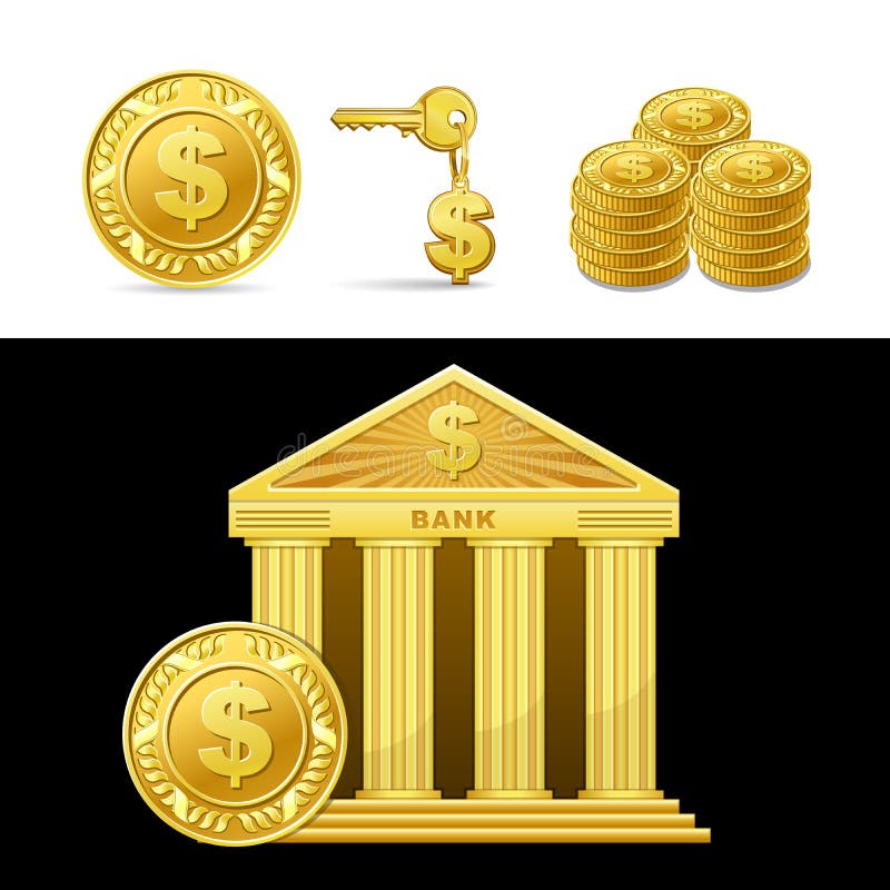 Gold bank stock vector. Illustration of cash, star, pillar - 15512585
