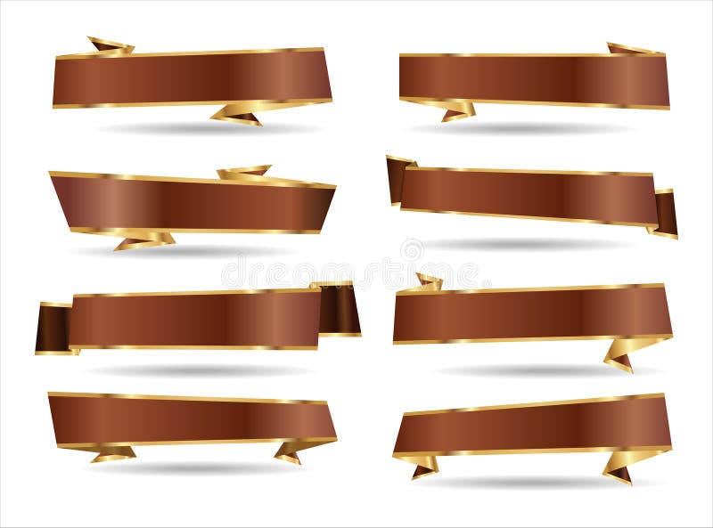 Golden Banner Ribbon Collection Vector Illustration Stock Illustration ...