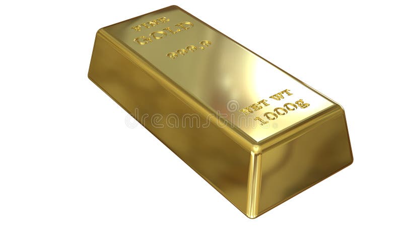 Golden Bar on White Background. 3d Rendering Stock Illustration ...