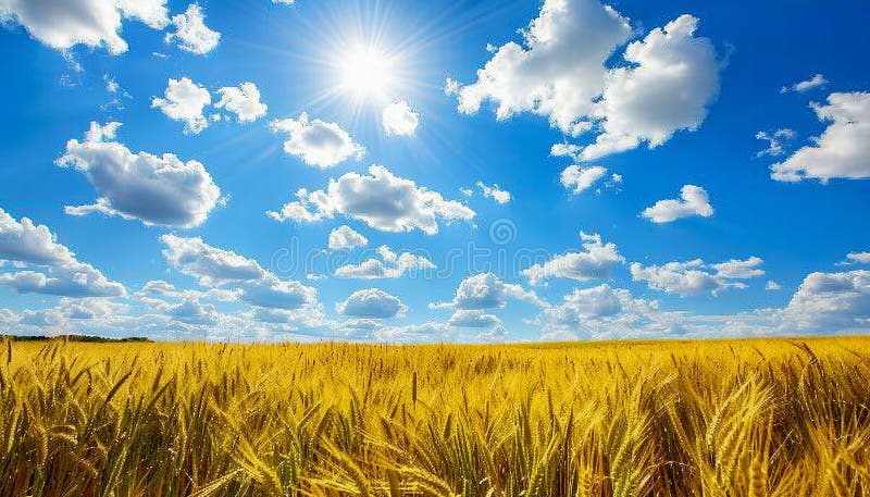 Golden Barley Field and Sunny Day Stock Illustration - Illustration of ...