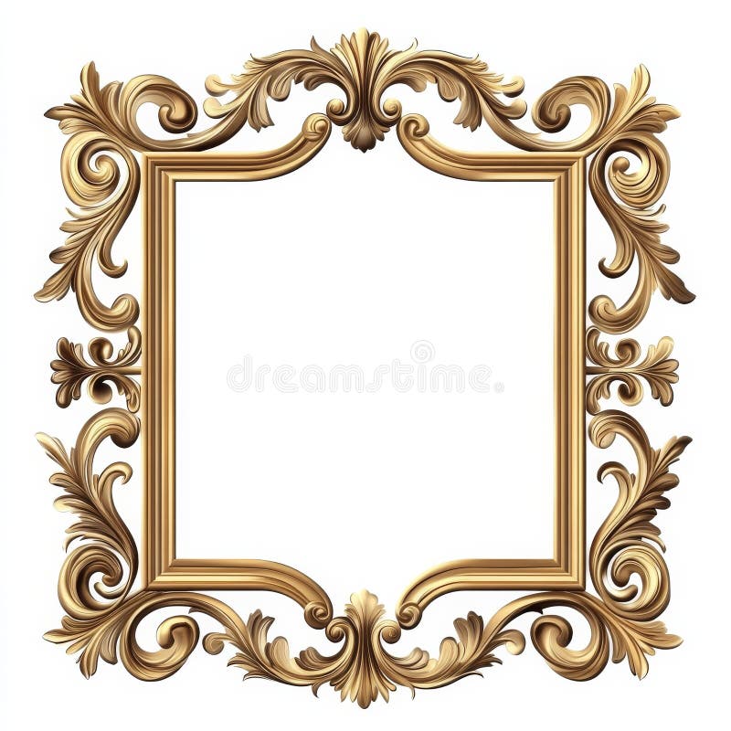 Golden Baroque Frame Rococo Ornament Stock Illustration - Illustration ...