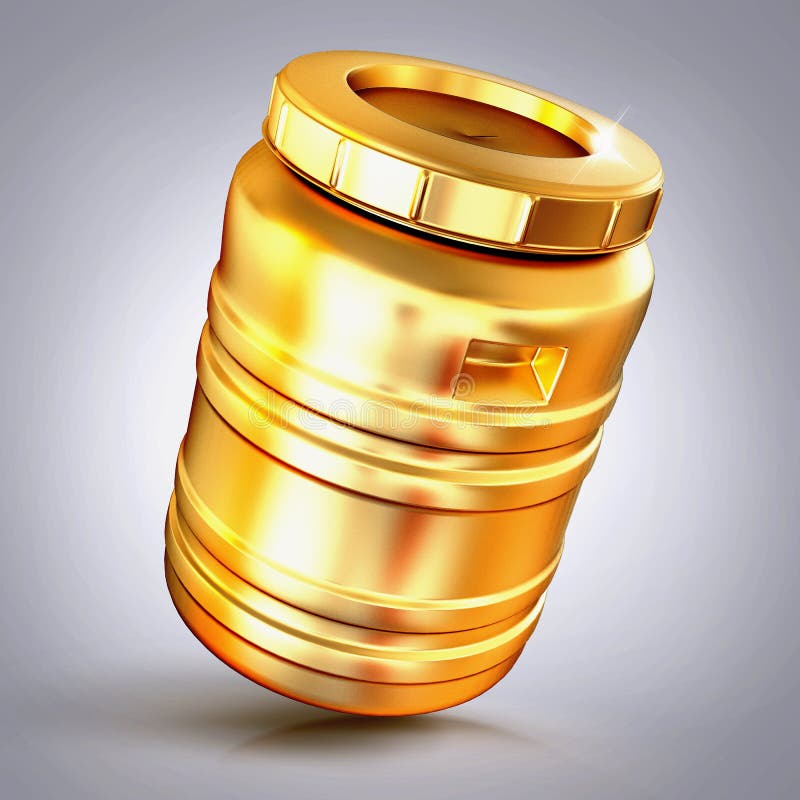 Golden Barrel Isolated on a Black Background. Stock Illustration ...