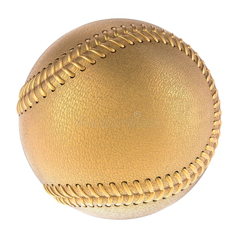 Golden Baseball Ball, 3D Rendering Stock Illustration - Illustration of ...