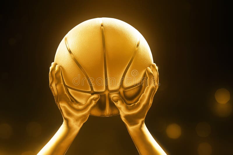 Golden Basketball on 3d Illustrations Stock Illustration - Illustration ...