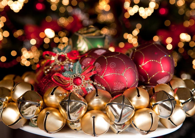 Golden baubles stock image. Image of baubles, tree, christmas - 16830817