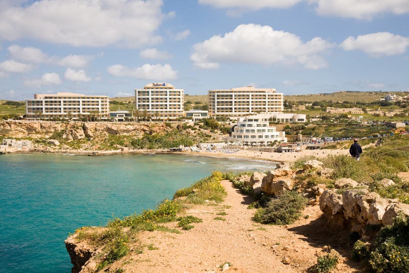 Golden Bay beach, Malta. editorial image. Image of crystal - 30125720