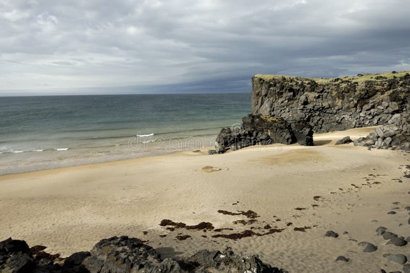 Golden Beach at Skardsvik, Iceland Stock Photo - Image of water, europe ...