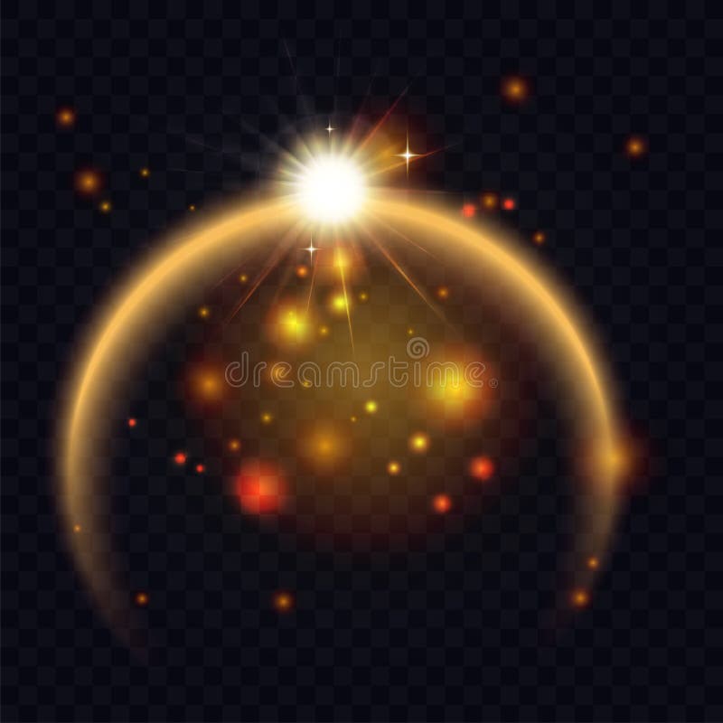 Golden Beams of Sun on Planet Edge with Glowing Light Effect, Gold Glow ...