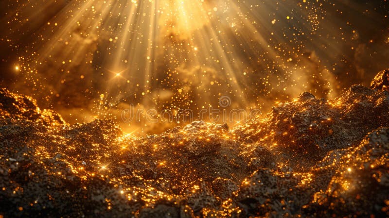 Golden Beautiful Stadium Lights with Rays Stock Image - Image of ...