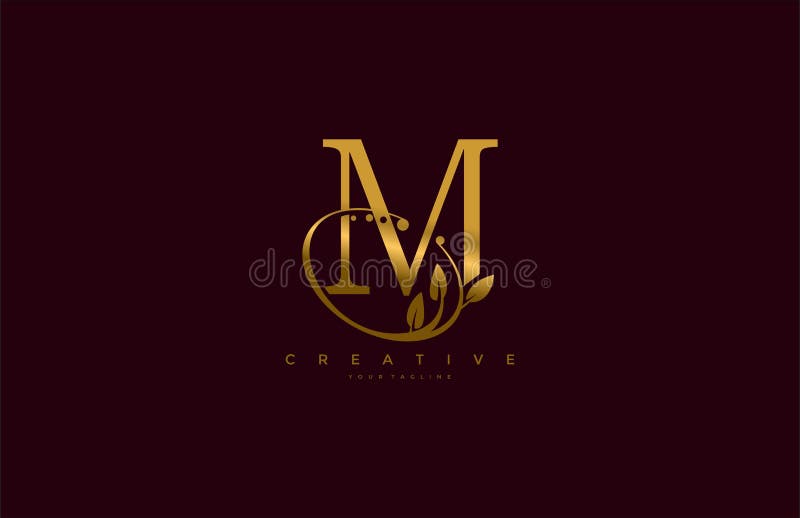 Golden Beauty Flourishes Initial Typography M Logogram Stock Vector ...