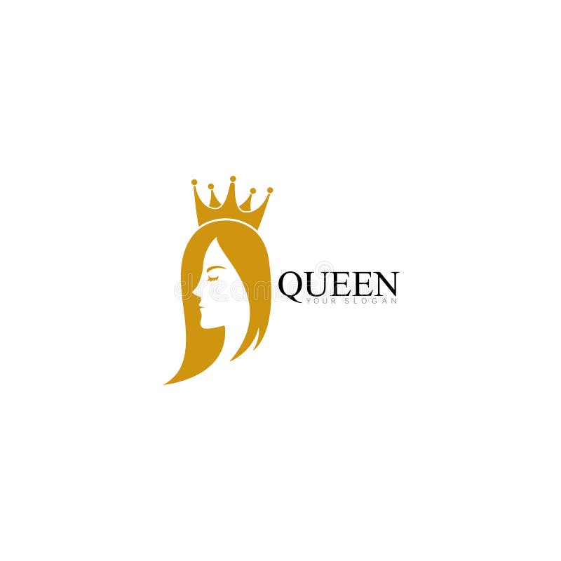 Golden Beauty Queen with Crown Template Logo Vector Illsutration Stock ...