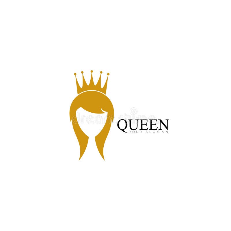 Golden Beauty Queen with Crown Template Logo Vector Illsutration Stock ...