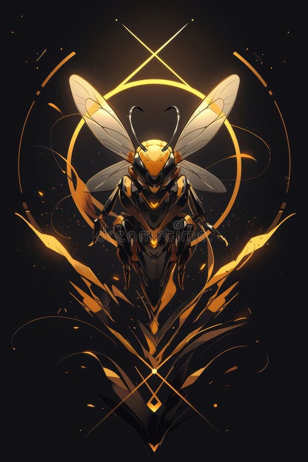Golden Bee Abstract Art. Created by Generative Artificial Intelligence ...