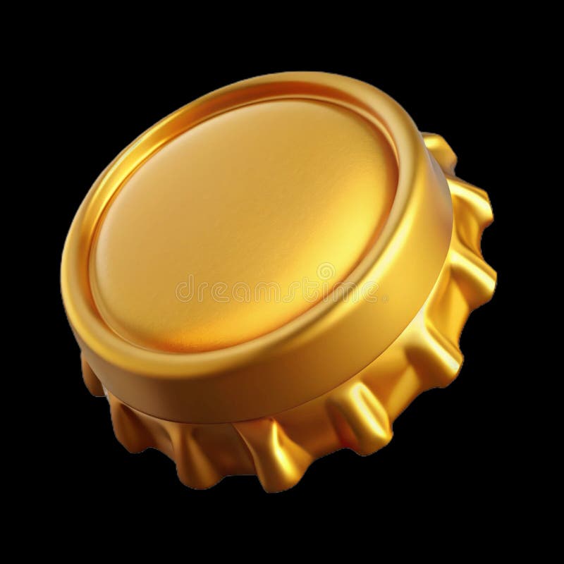 Golden Beer Cap on White Background Stock Illustration - Illustration ...