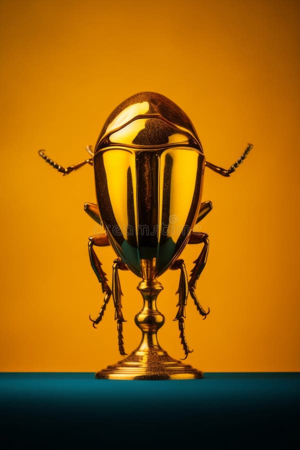 A Golden Beetle on Top of a Golden Trophy Stock Illustration ...