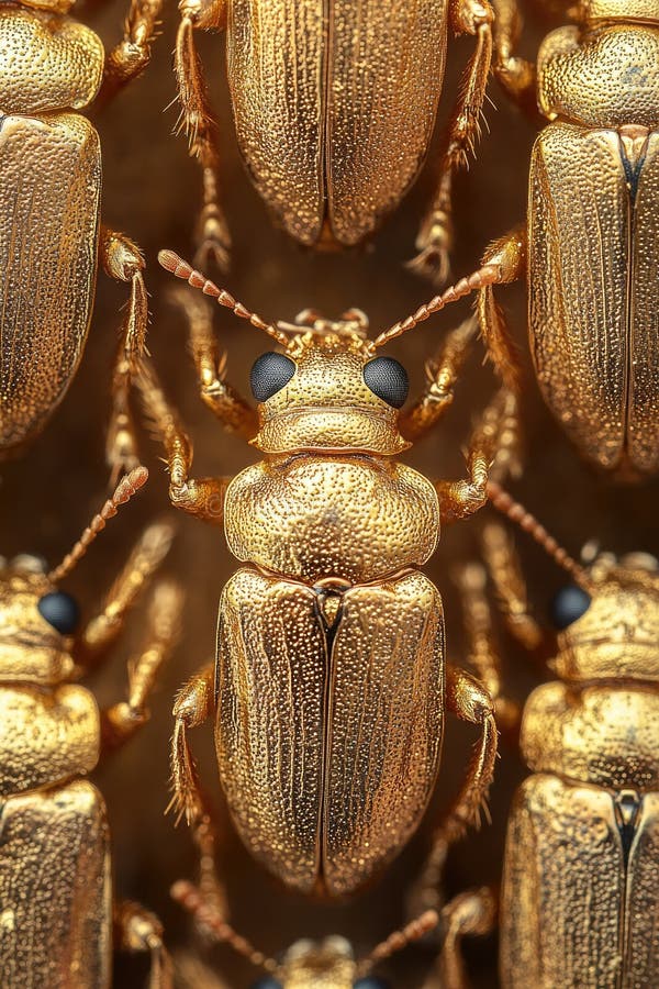 Golden Beetles Posing on a White Background Stock Illustration ...