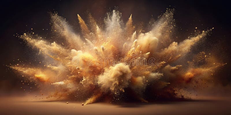 Golden and Beige Powder Explosion in Dark Background. Generative AI ...