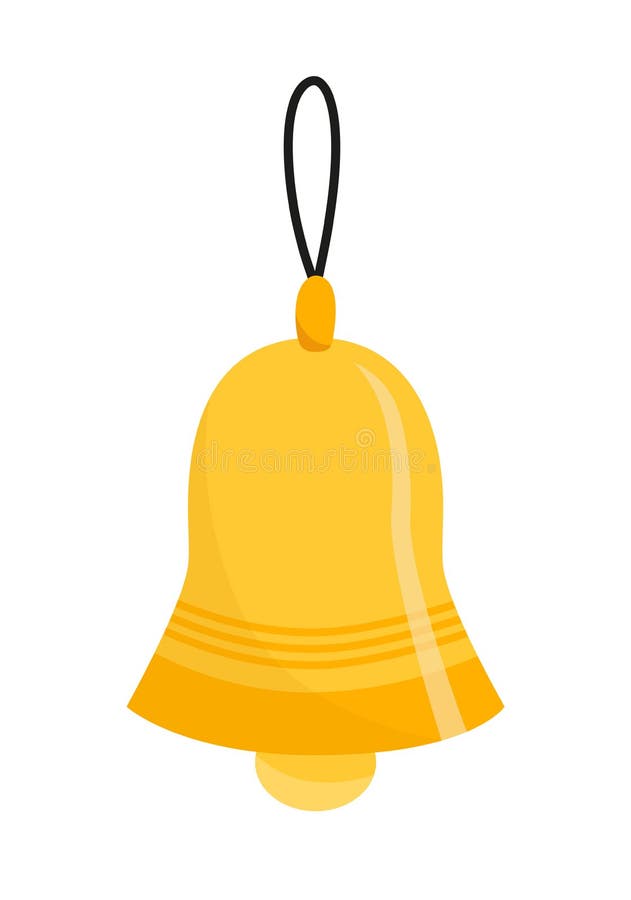Golden Bell. Christmas Bell. Cartoon, Flat, Vector Stock Vector ...