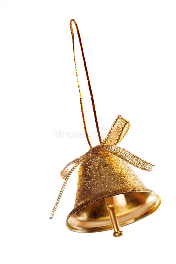 Golden Bell Isolated on White Background Stock Image - Image of object ...