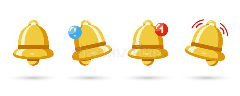 Golden Bell Notification Collection. Set of Bell Reminder Stock Vector ...