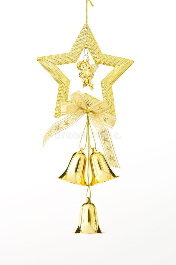 Golden bell and star stock photo. Image of christmas, symbol - 7104282