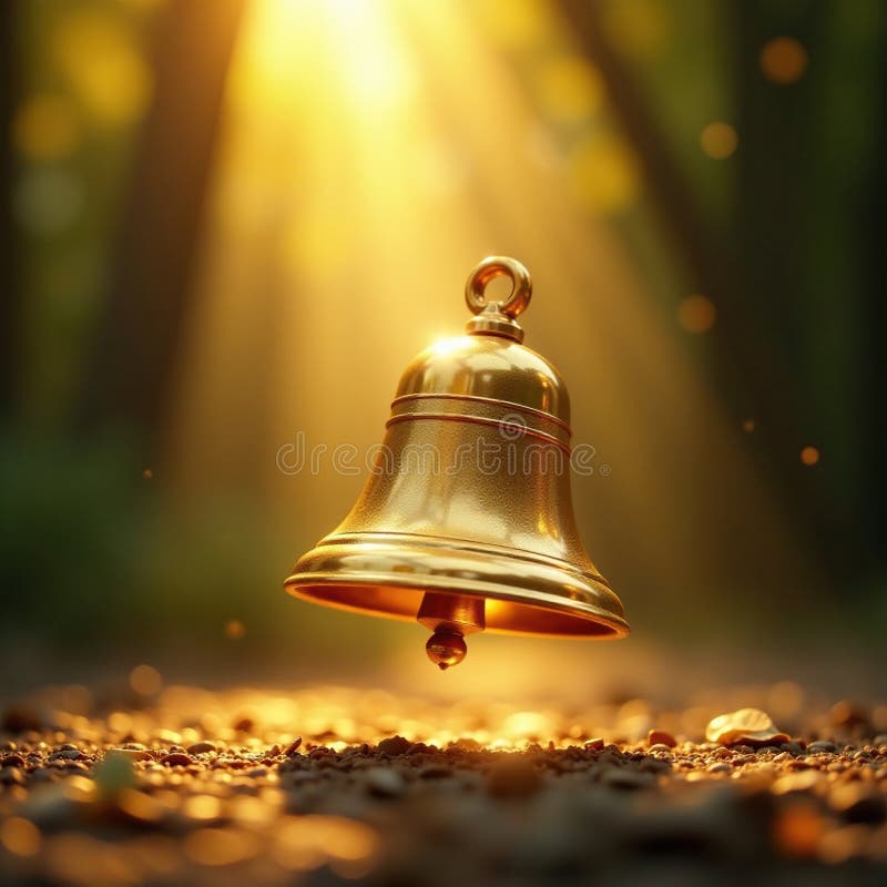 Golden Bell with Subtle Reflections and Light Rays Passing through it ...