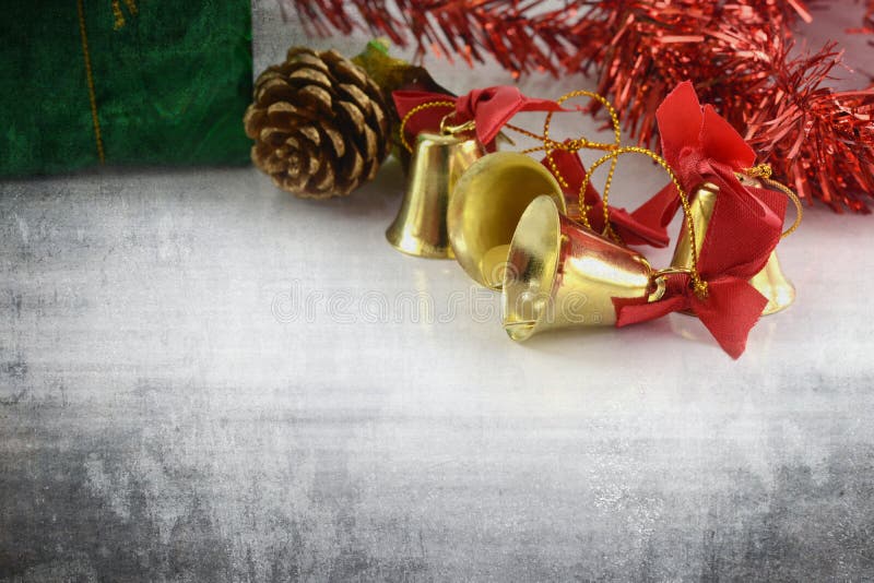 Golden Bells Christmas Decoration Stock Photo - Image of white ...