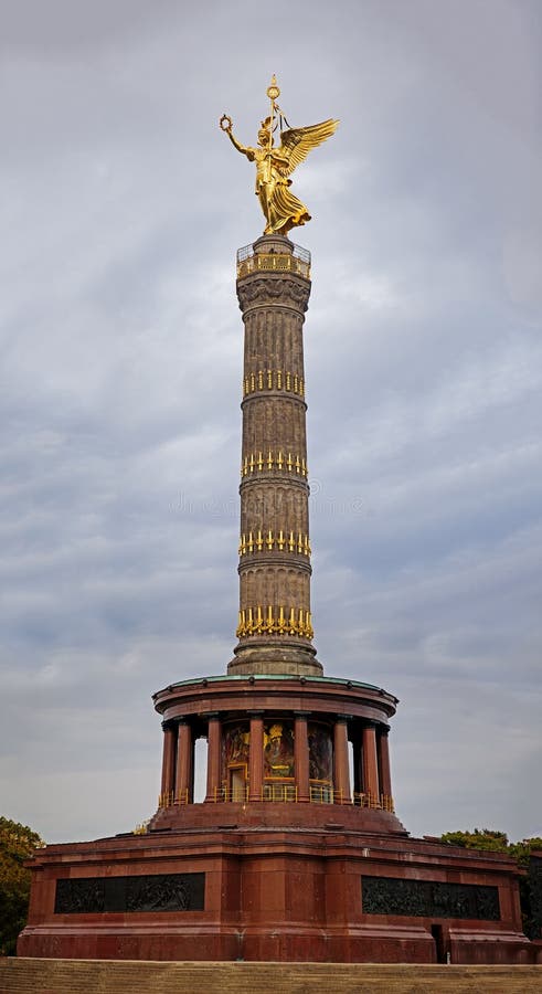 Golden Berlin Angel Statue on the Column in Tiergarten Stock Image ...