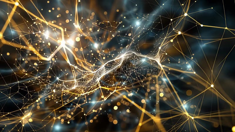 Golden Big Data Network Flowing through Cyberspace Stock Footage ...