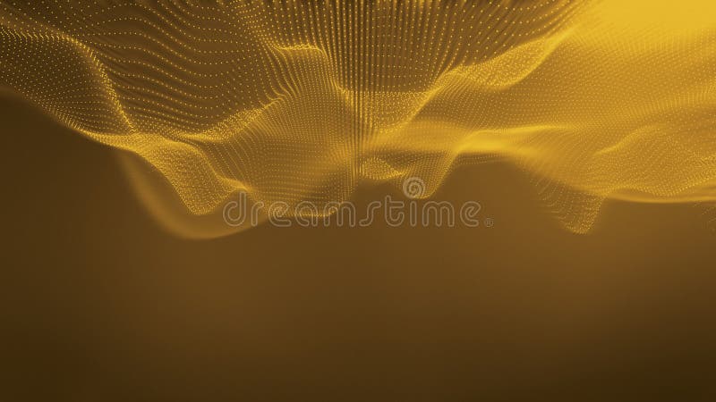 Golden Big Data Surfing the Metaverse. Particles with Gold Led Light on ...