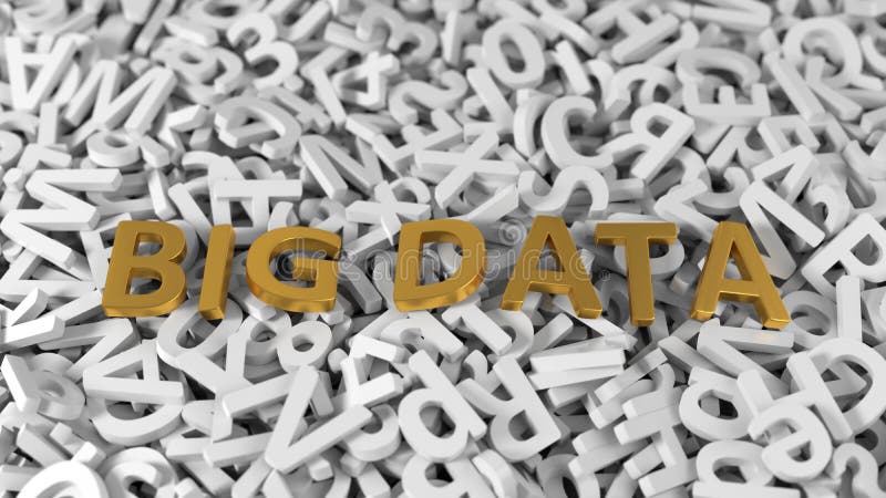 Golden `big Data` Text on Stack of White Letters. 3d Illustration Stock ...