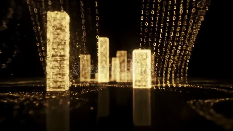 Golden Binary Code Abstract Background. an Abstract, Dark, and Golden Background Featuring ...