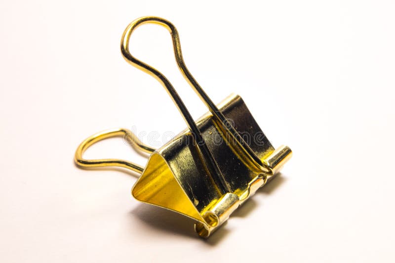 Golden Binder Clip stock image. Image of report, white - 41545867