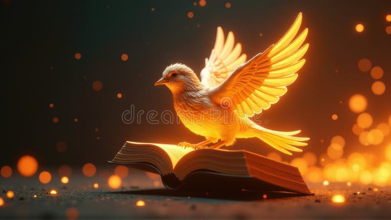 Golden Bird of Knowledge stock illustration. Illustration of creativity ...