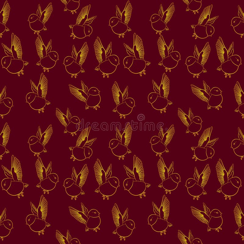 Golden Bird Seamless Pattern, Asian Pattern, Background Stock Vector ...