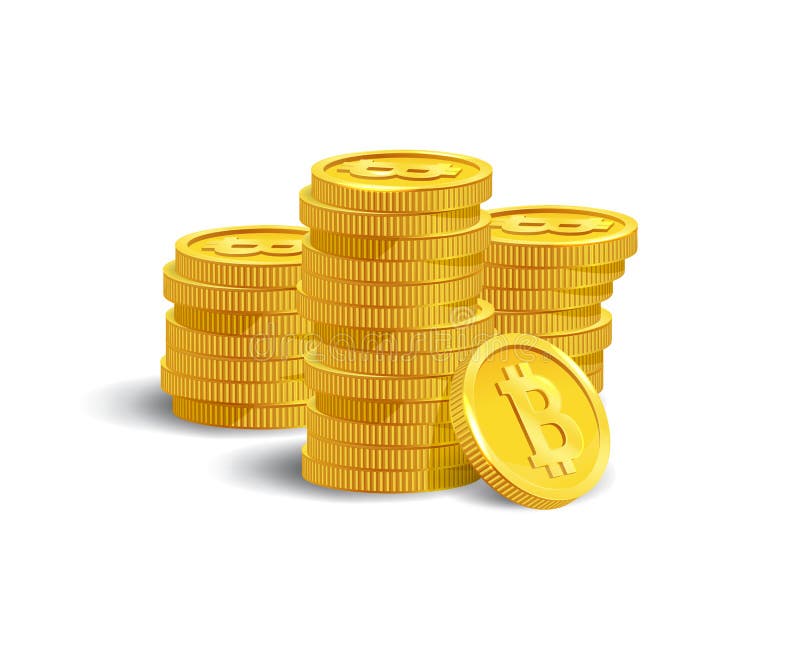 Golden Bitcoin Bunch. Vector Illustration. Stock Vector - Illustration ...