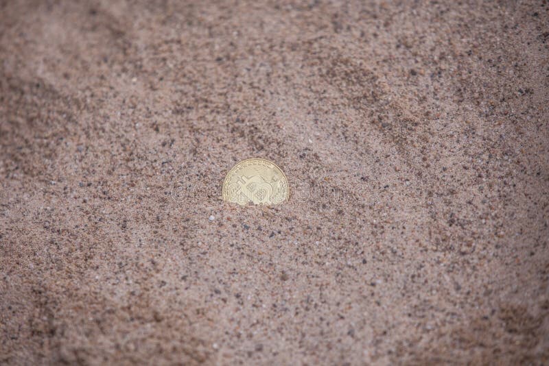 Bitcoin in sand stock image. Image of desert, community - 147289801