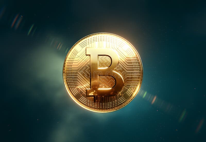 Golden Bitcoin Coin, Front View Stock Illustration - Illustration of ...