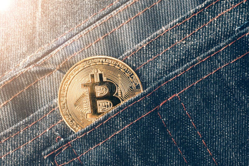 Golden Bitcoin Coin in Jeans Pocket. Editorial Stock Photo - Image of ...