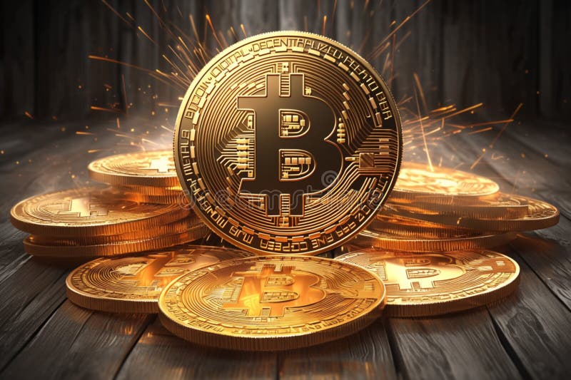 Golden Bitcoin Coin Symbolizing Digital Wealth and Technological ...