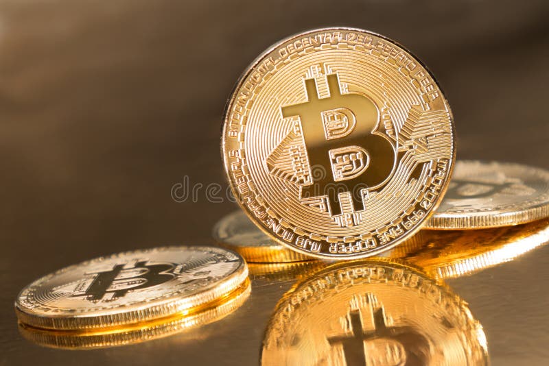 Golden bitcoin stock image. Image of bitcoin, banking - 135062823