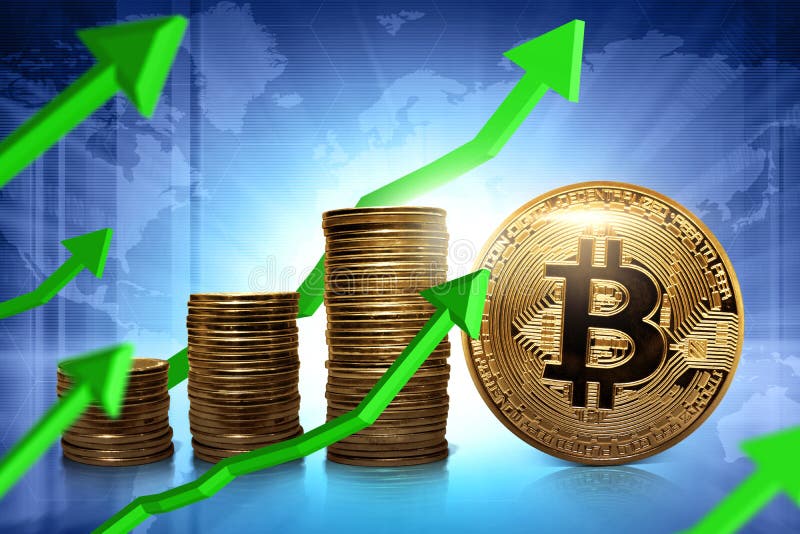 Bitcoin Digital Cryptocurrency. Rising Price Stock Photo - Image of ...
