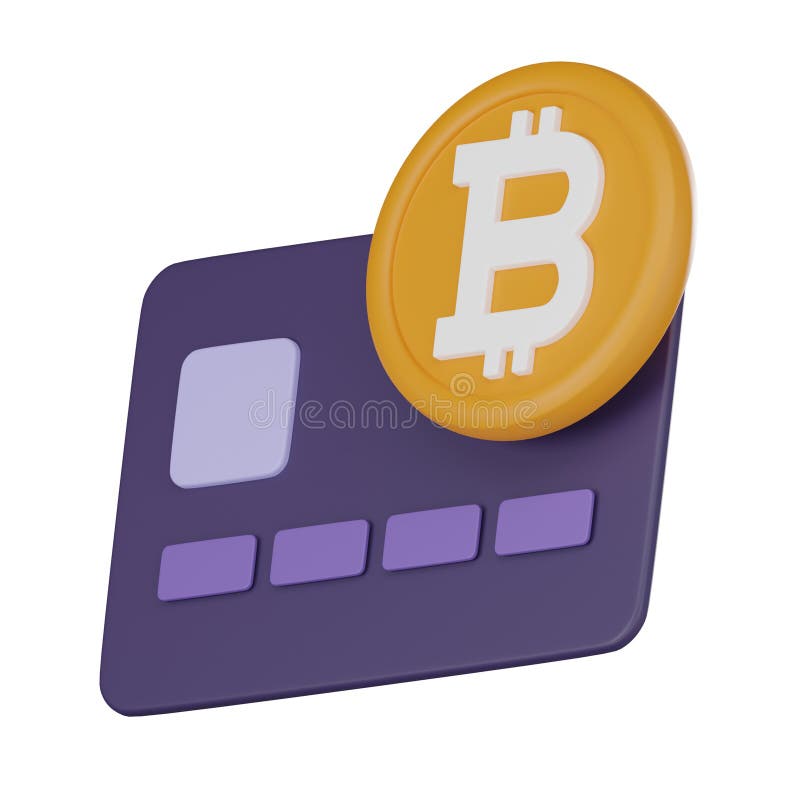 Bitcoin Cryptocurrency Credit Card Icon, 3D Render Stock Illustration ...